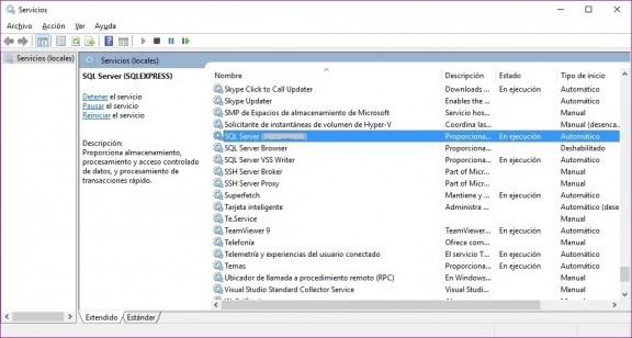 Iniciar el Servicio de SQL Server | Aliquo Software