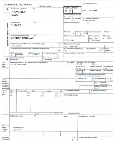 Importación con aduana (DUA) | Aliquo Software